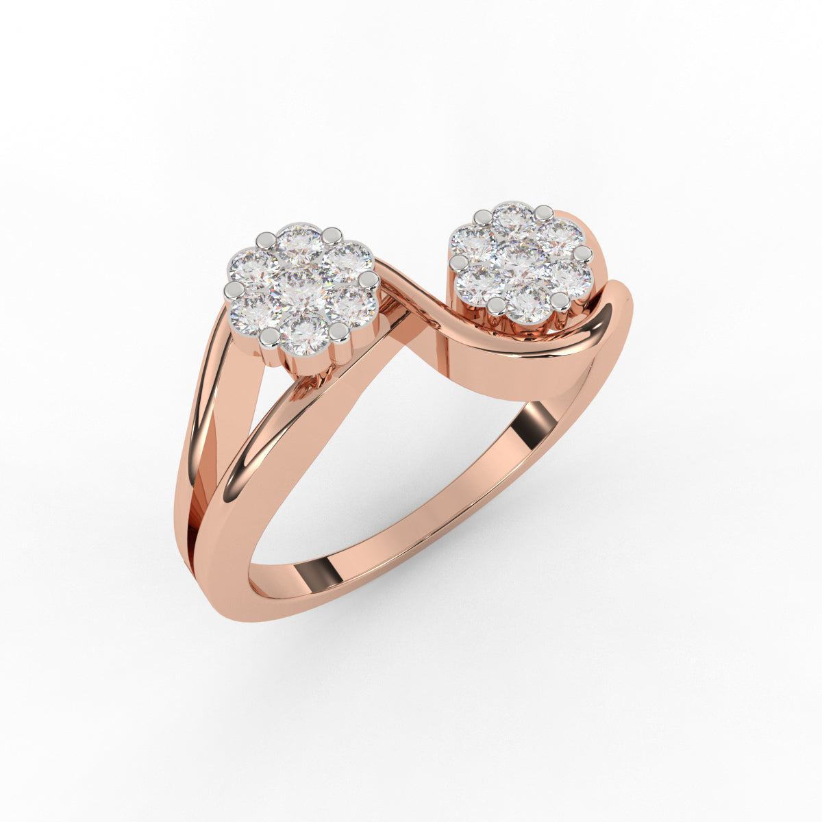 Unique Twin Bloom Twist Diamond Ring - Avira Diamonds